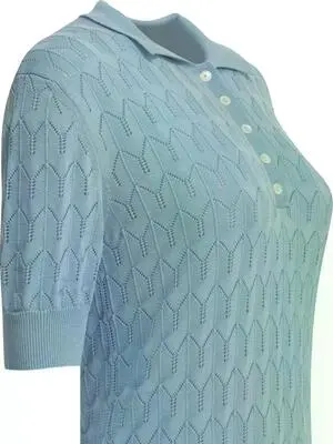 RAKKI California Pointelle-knit Polo Top - Blue