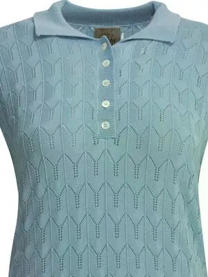 RAKKI California Pointelle-knit Polo Top - Blue