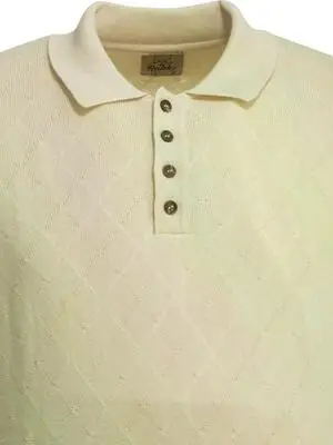 RAKKI Diamond-patterned Knit Polo Shirt - Neutrals