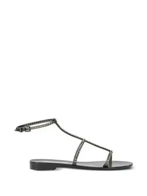 Menghi Crystal-embellished Cage-strap Sandals - Black