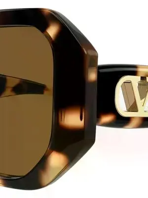 Valentino Garavani Vlogo Geometric-frame Sunglasses - Brown