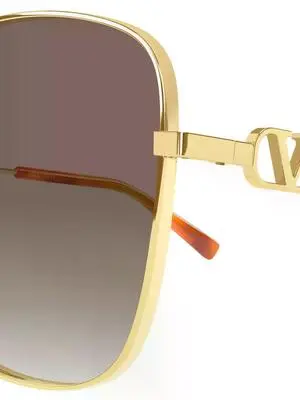 Valentino Garavani Vlogo Geometric-frame Sunglasses - Gold