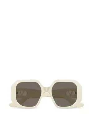 Valentino Garavani Vlogo Geometric-frame Sunglasses - Neutrals