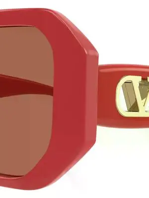 Valentino Garavani Vlogo Geometric-frame Sunglasses - Red