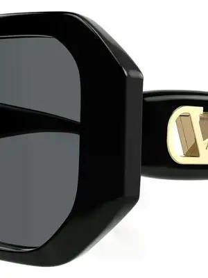 Valentino Garavani Vlogo Geometric-frame Sunglasses - Black