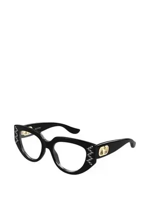 Valentino Garavani Vlogo Crystal-embellished Eyeglasses - Black
