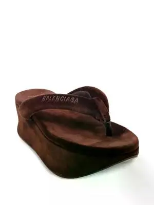 Balenciaga Velvet-effect Platform Sandals