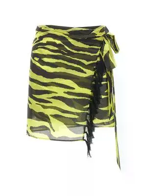 Attico Zebra-print Wrap Skirt - Yellow