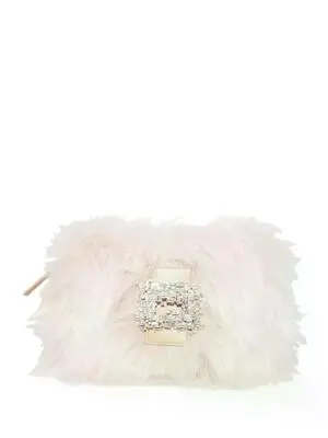 GEDEBE Crystal-embellished Faux-fur Clutch - Neutrals