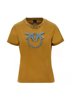 Pinko Embellished Cotton T-shirt With Maxi Jewel Embroidery