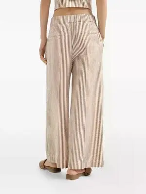 Brunello Cucinelli Striped Cotton Seersucker Baggy Trousers