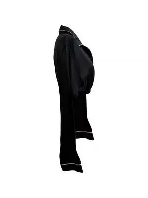 Prada Cropped Long-sleeve Blouse