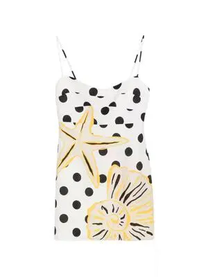 CALA DE LA CRUZ Lucca Polka-Dot Mini Dress White