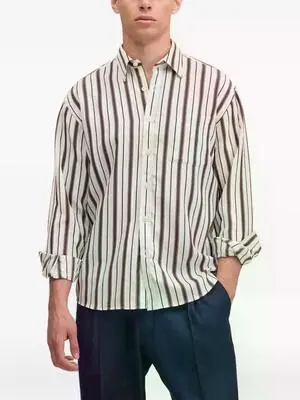 Nn07 Deon Striped Chest-pocket Shirt - Neutrals