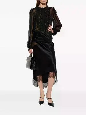 Dolce & Gabbana Ruffled Sheer Blouse - Black
