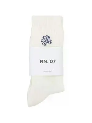 Nn07 Logo-embroidered Ribbed Socks - Neutrals