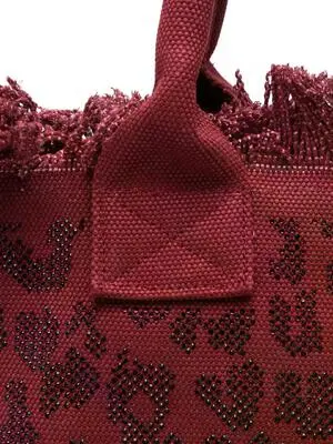 MC2 SAINT BARTH Leopard Beaded Tote Bag - Red