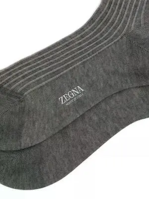 Zegna Ribbed-knit Socks - Grey