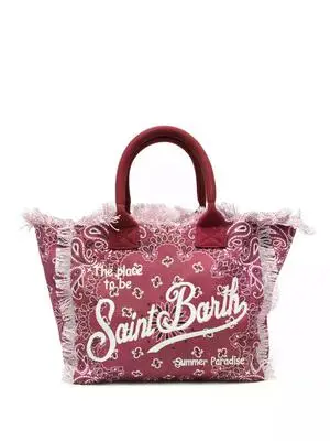 MC2 SAINT BARTH Bandana-print Frayed Shoulder Bag - Red