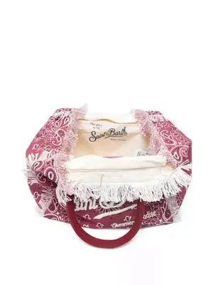 MC2 SAINT BARTH Bandana-print Frayed Shoulder Bag - Red