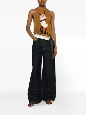 Marni Floral-intarsia Mesh Top