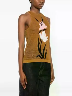 Marni Floral-intarsia Mesh Top