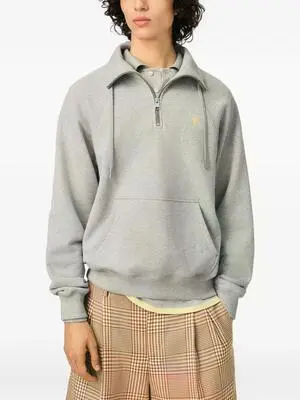 AMI Paris Cotton De Coeur Sweatshirt - Grey