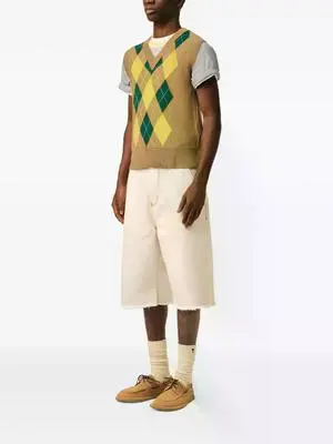 AMI Paris Argyle Intarsia Sleeveless Sweater