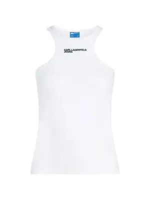 Karl Lagerfeld Logo-print Ribbed Tank Top - White