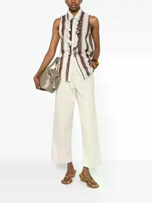 DIEGA Striped Ruffled Blouse
