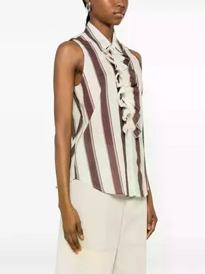 DIEGA Striped Ruffled Blouse