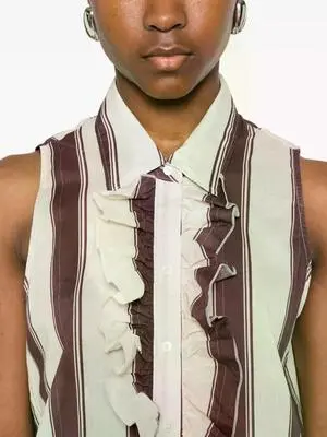 DIEGA Striped Ruffled Blouse