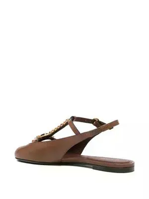 Etro Low Heel Slingback Flats With Crystal Embellishments - Brown
