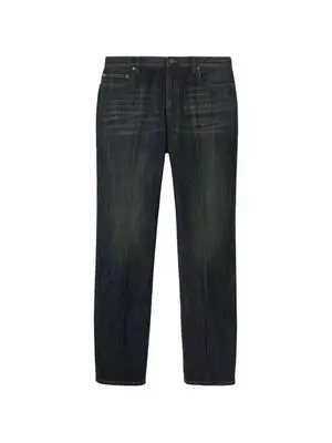 Burberry Slim Fit Washed Denim Jeans With Equestrian Knight Design Patch
