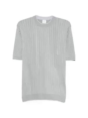 Eleventy Ribbed Knit Mock Neck Short Sleeve T-shirt