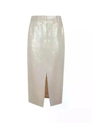 Kiton Sequin-embellished Slit Midi Skirt