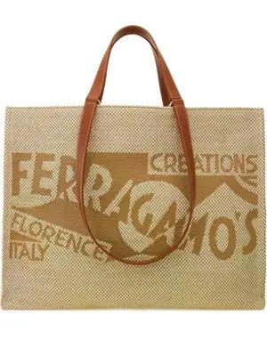 FERRAGAMO Logo-embroidered Tote Bag