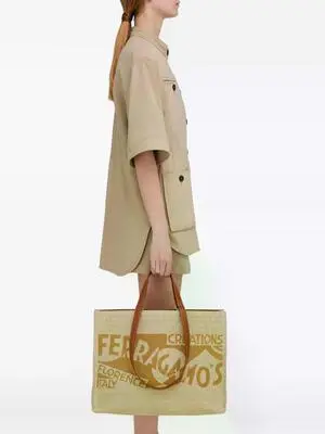 FERRAGAMO Logo-embroidered Tote Bag