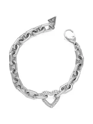 Guess Crystal-embellished Heart Pendant Bracelet - Silver