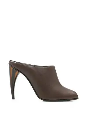 Women's Brown Leather Mules Clogs