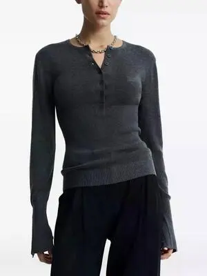 Anna Quan Ribbed Knit Button Top