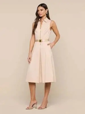 L'Agence Kylo Poplin Shirt Dress - Biscuit