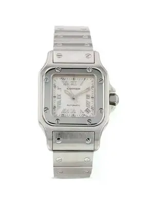 Cartier 2000s 36mm Santos Screwed Bezel Watch - Silver