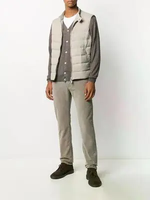 Fedeli V-neck Ribbed Knit Cardigan - Brown