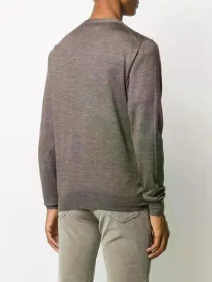 Fedeli V-neck Ribbed Knit Cardigan - Brown