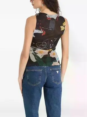 Desigual Floral Print Mesh Knit Top
