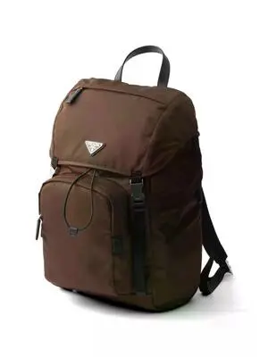 Prada Re-nylon Saffiano Leather Backpack - Brown