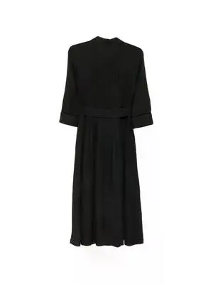 120% Lino Belted Button-down Midi Dress