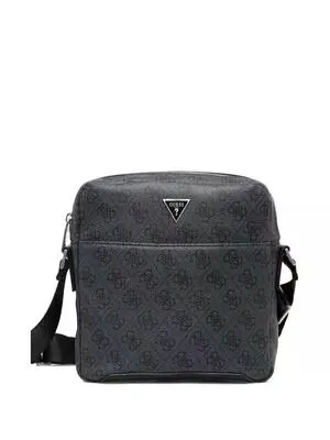 Guess Monogram-print Messenger Bag With Logo Plaque