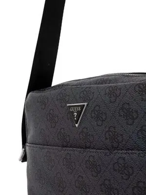 Guess Monogram-print Messenger Bag With Logo Plaque